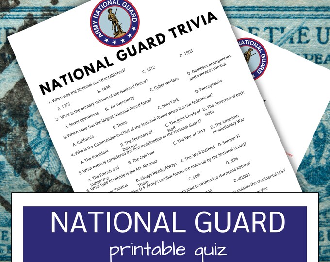 National Guard Trivia Quiz: Printable Military Game (PDF) - Etsy