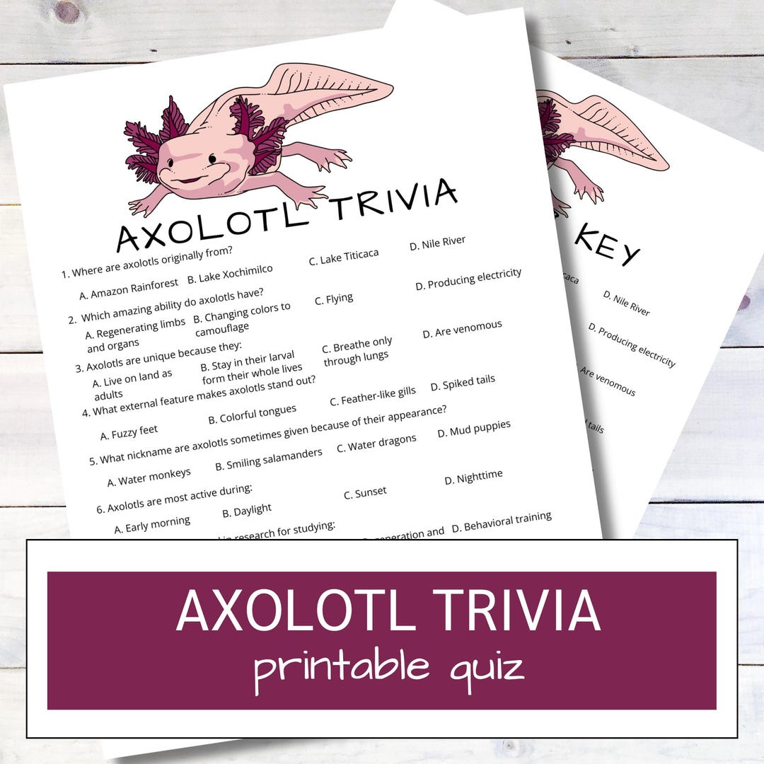 Axolotl Trivia Game: Printable Quiz, Classroom Activity (PDF Download ...