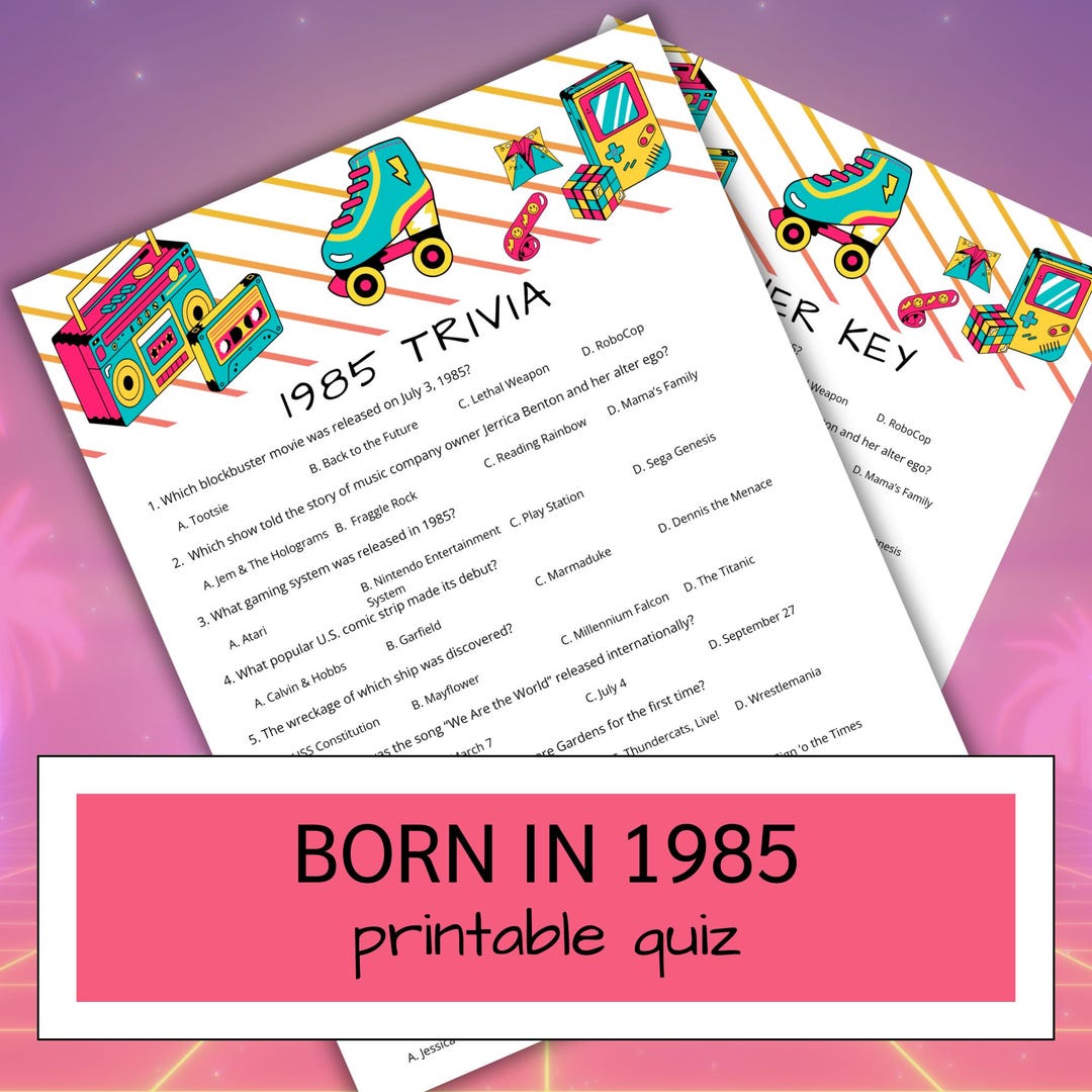 Born in 1985 Quiz | 40th Birthday Trivia Game | 40th Class Reunion ...