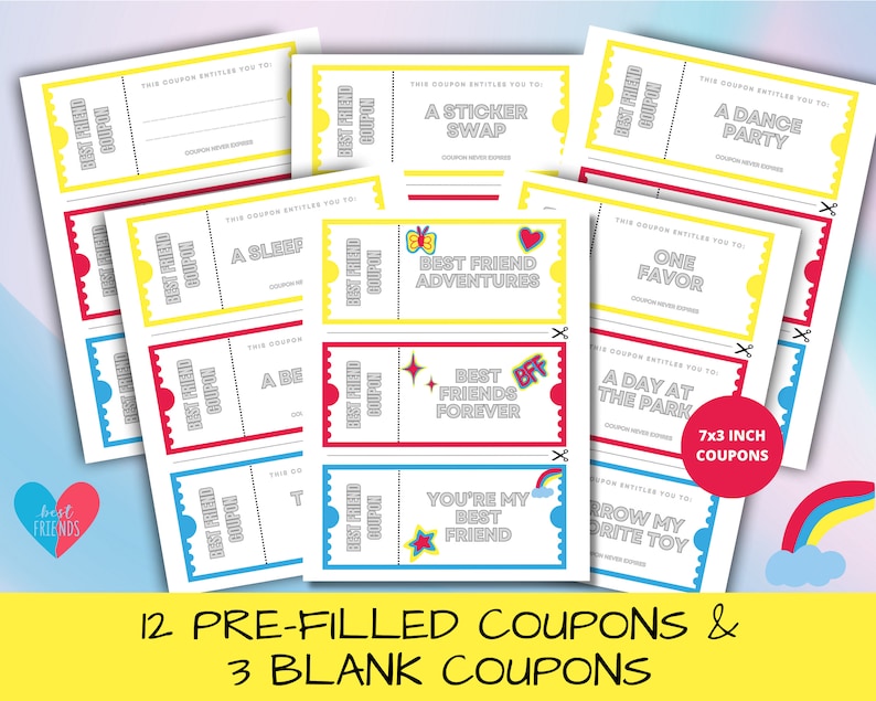 Best Friend Coupon Book | Kids Friendship Coupons | Gift Vouchers for ...
