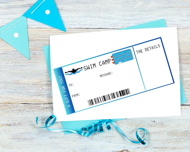 Swim Camp Gift Certificate: Printable Swimming Voucher (PDF) - Etsy