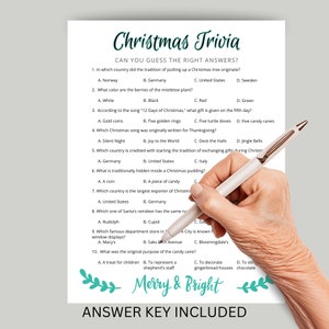 Christmas Trivia Game | Christmas Printable Quiz | Xmas Themed Activity ...
