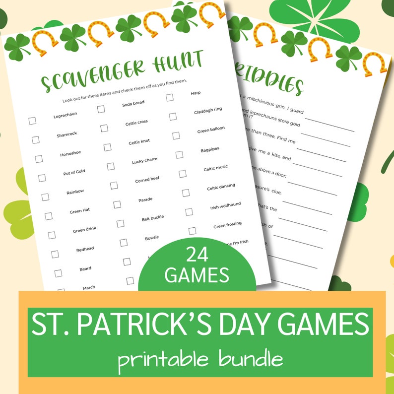 St Patricks Day Game Bundle 24 Saint Patty Family Party Games Kids ...