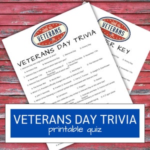 Veterans Day Quiz Printable | United States Troops Trivia Game | USA ...