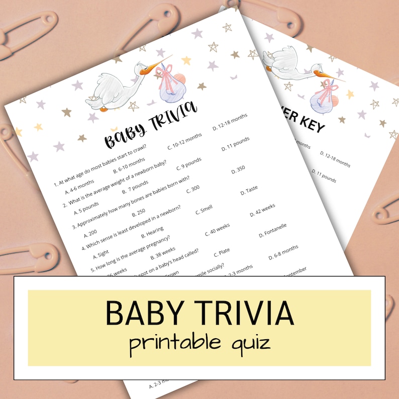 Baby Trivia Game | Printable Baby Shower Quiz | 10 Questions and ...