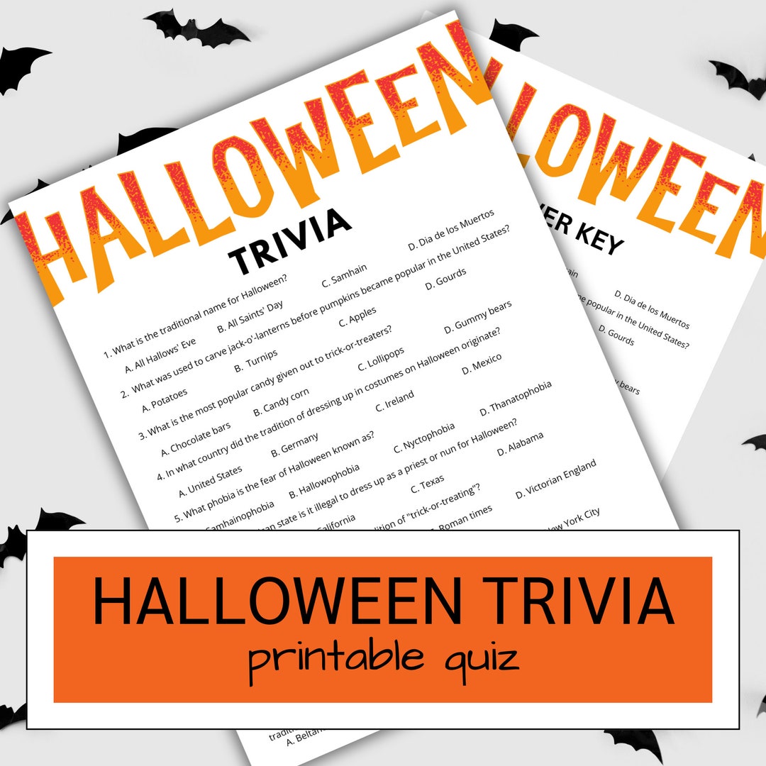 Halloween Trivia Game: Printable Quiz, Spooky Party Activity (PDF ...