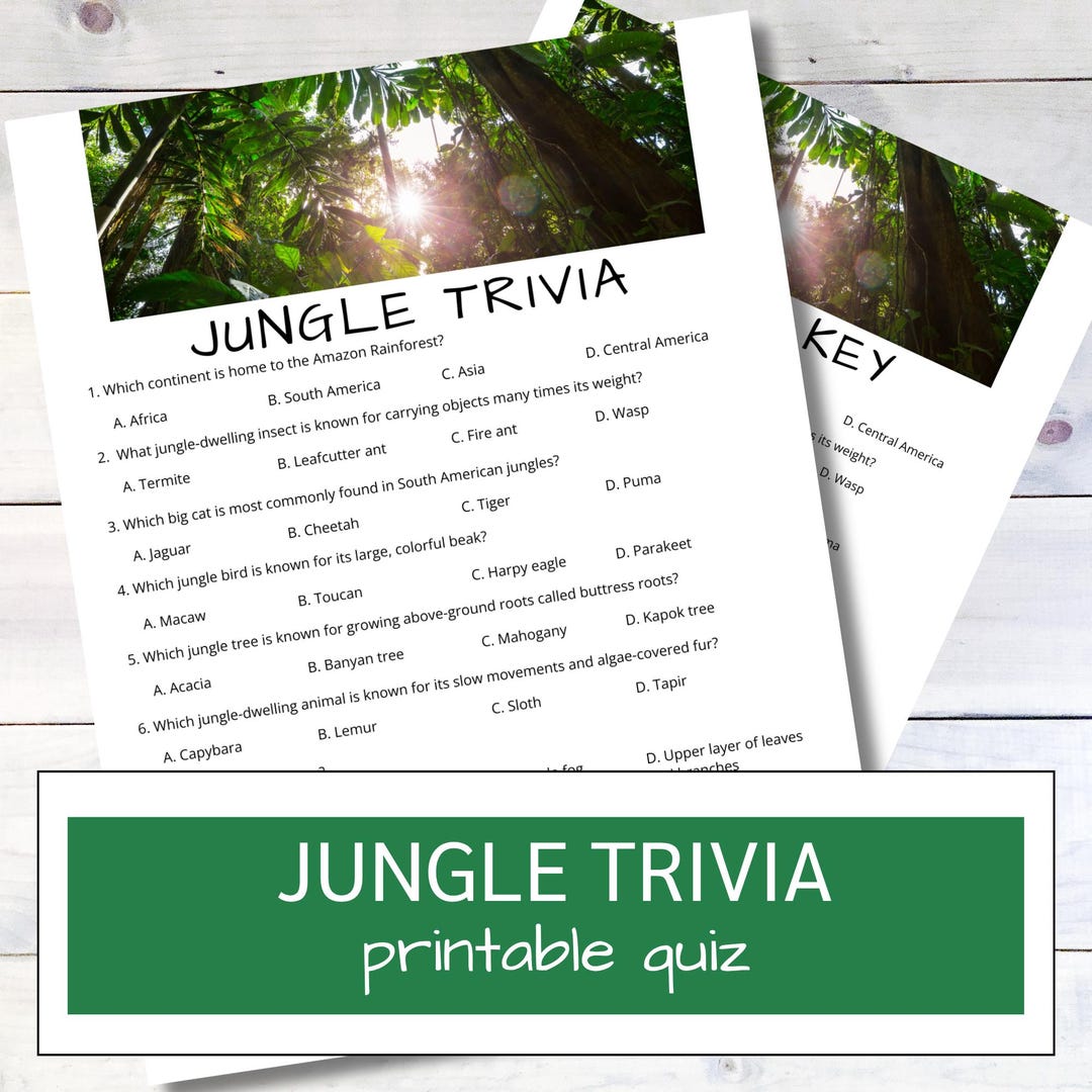 Jungle Printable Quiz | Jungle Trivia Game | Nature Classroom Activity ...