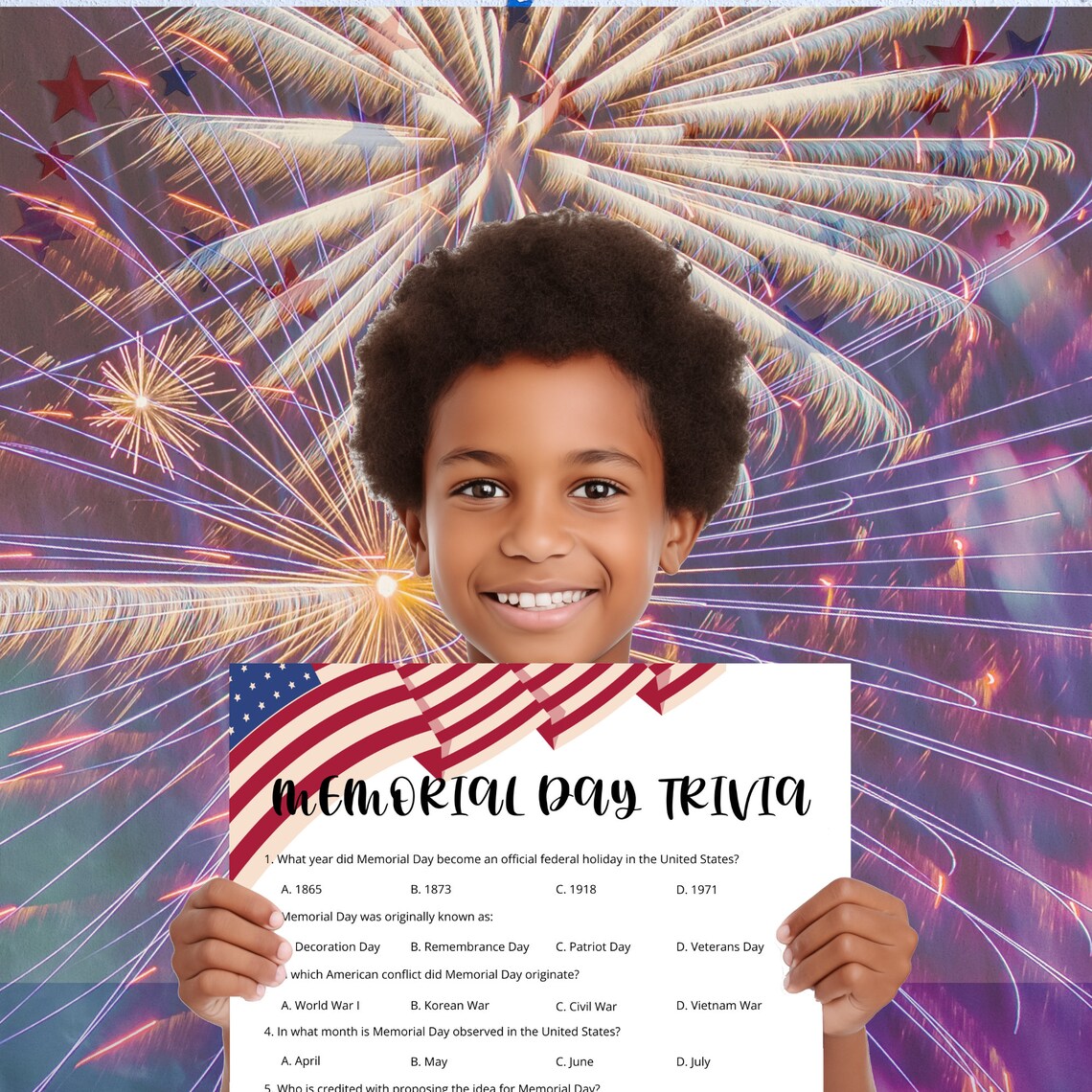 Memorial Day Quiz Printable | United States Troops Trivia Game | USA ...