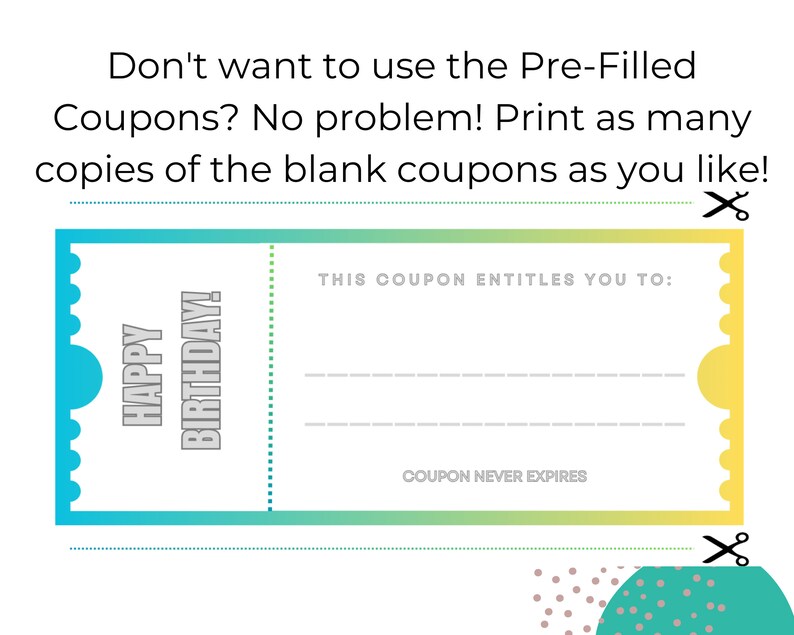 Kids Birthday Coupon Book | Printable Present for Child | Birthday ...