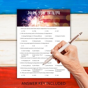 July 4th Quiz Printable | Fourth of July Trivia Game | USA Independence ...