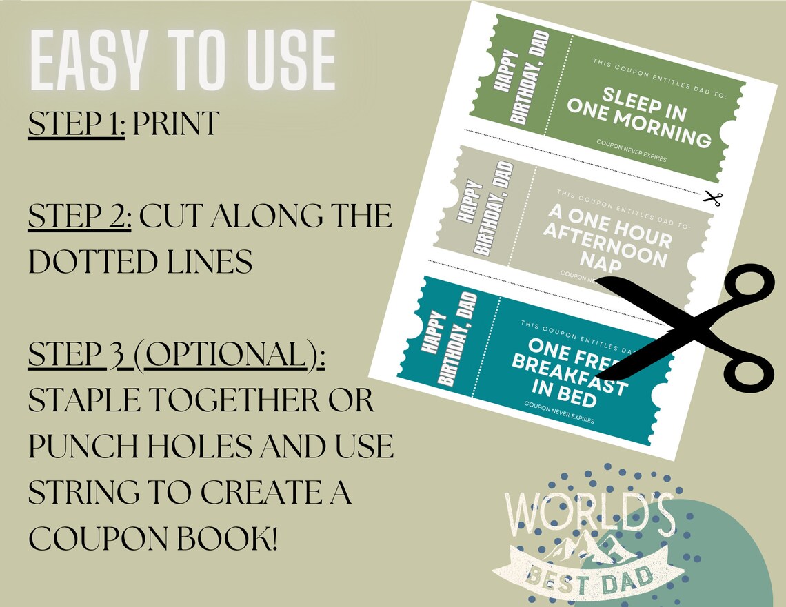 Dads Birthday Printable Coupons | Coupons for Father | Dad Gift Ideas ...