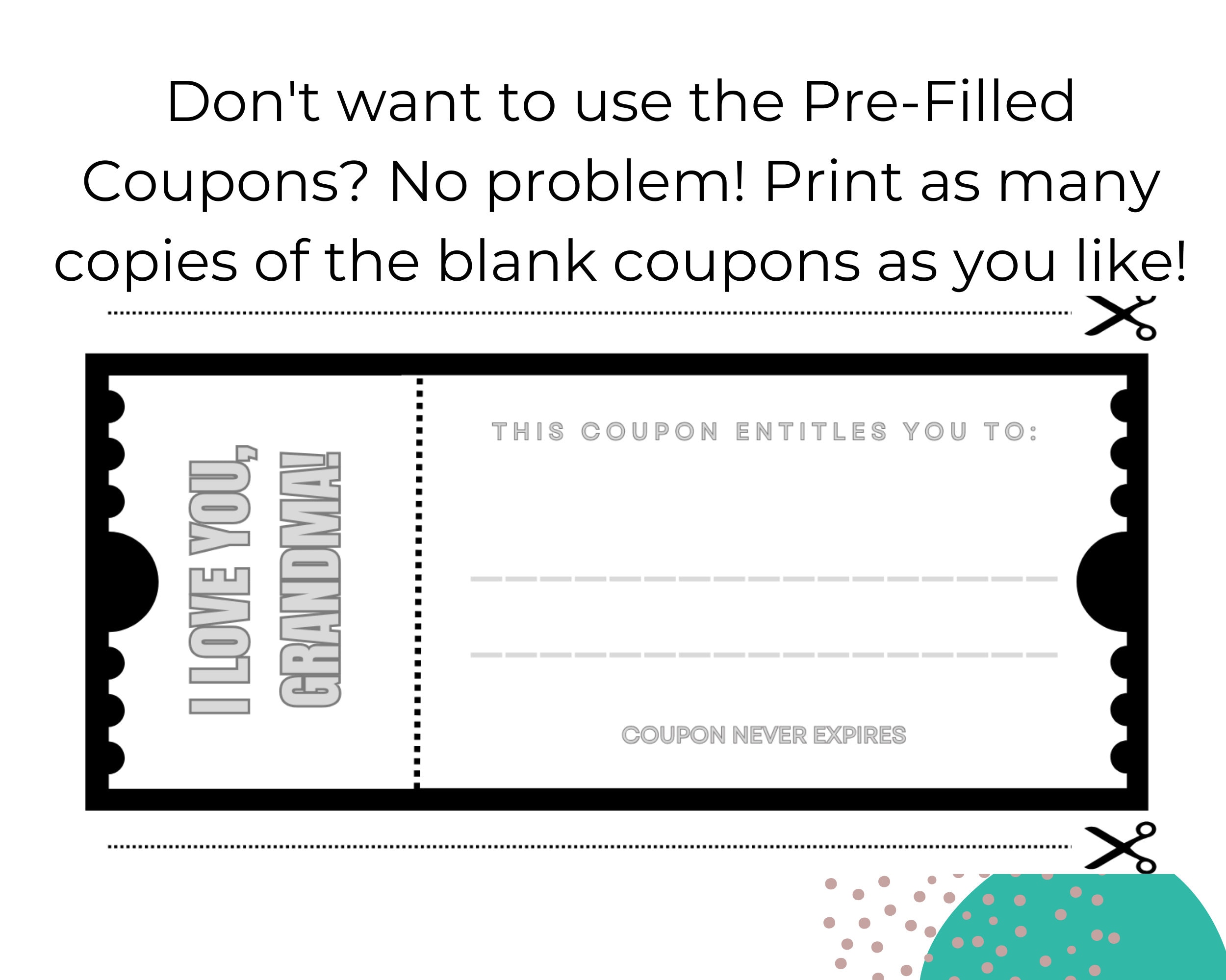 Grandma All Occasion Printable Coupon Book | Gift Vouchers for Mother ...