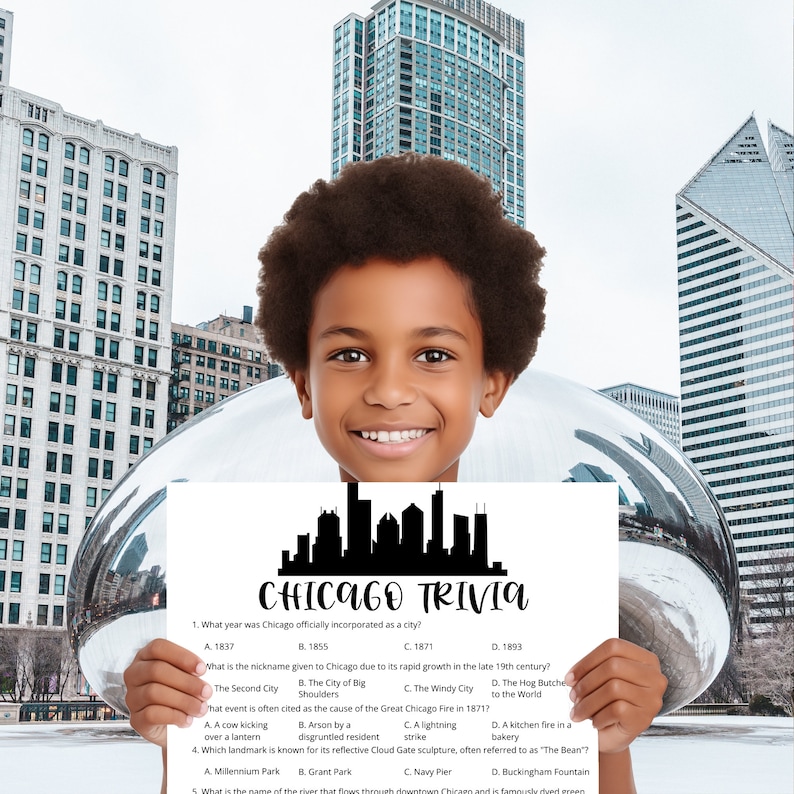 Chicago Quiz Printable | Chicago Illinois Trivia Game | USA Cities Fun ...