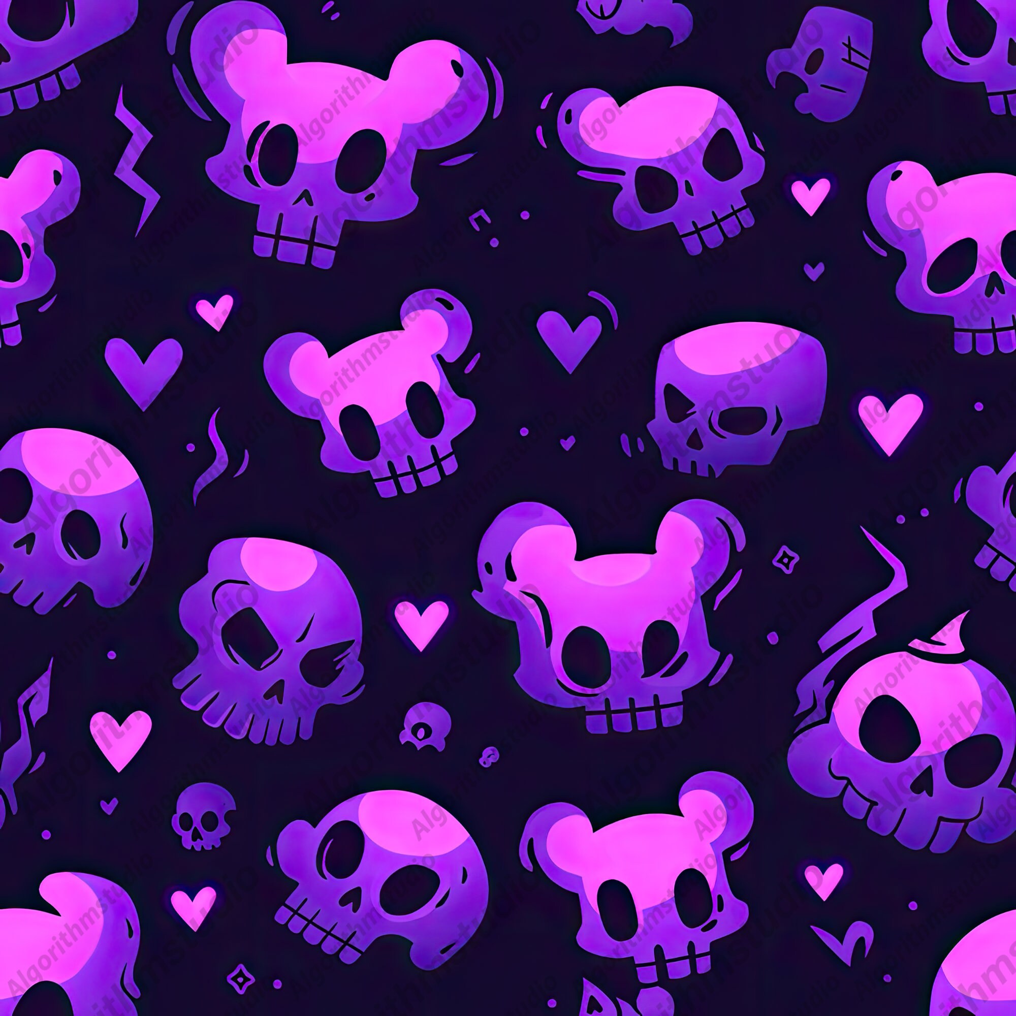 Purple Skull Seamless Pattern Digital Paper for Scrapbook Paper ...