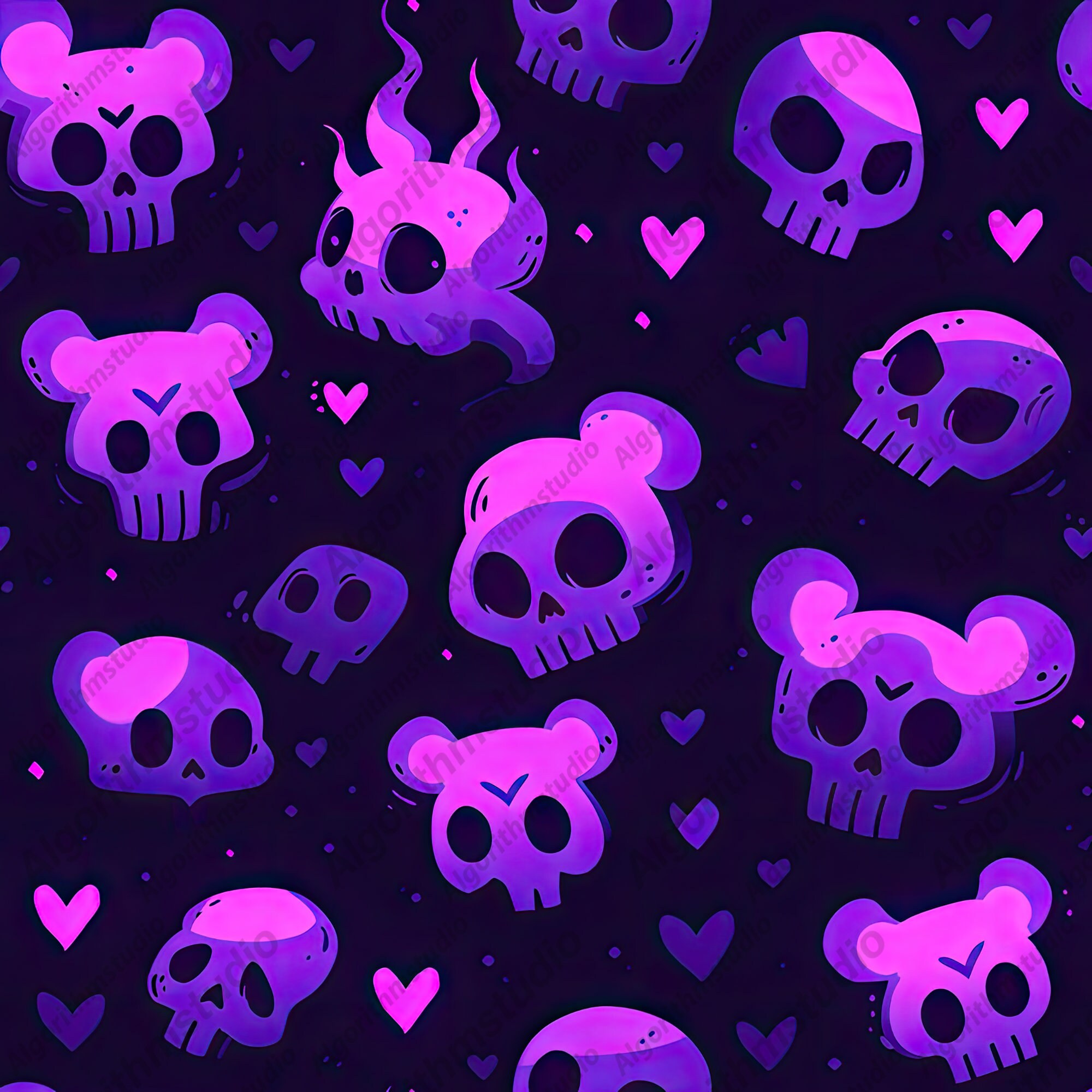 Purple Skull Seamless Pattern Digital Paper for Scrapbook Paper ...