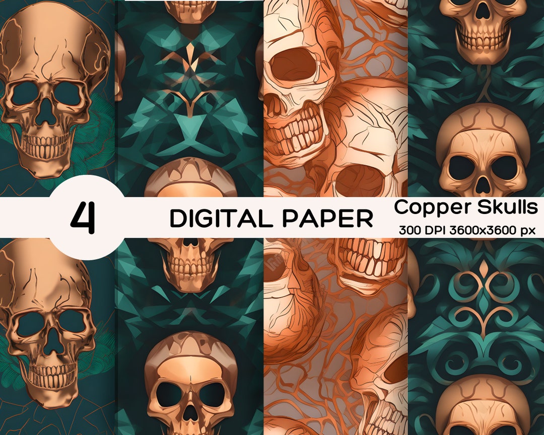 Copper Skull Digital Paper Seamless Pattern Scrapbook Paper Repeating ...