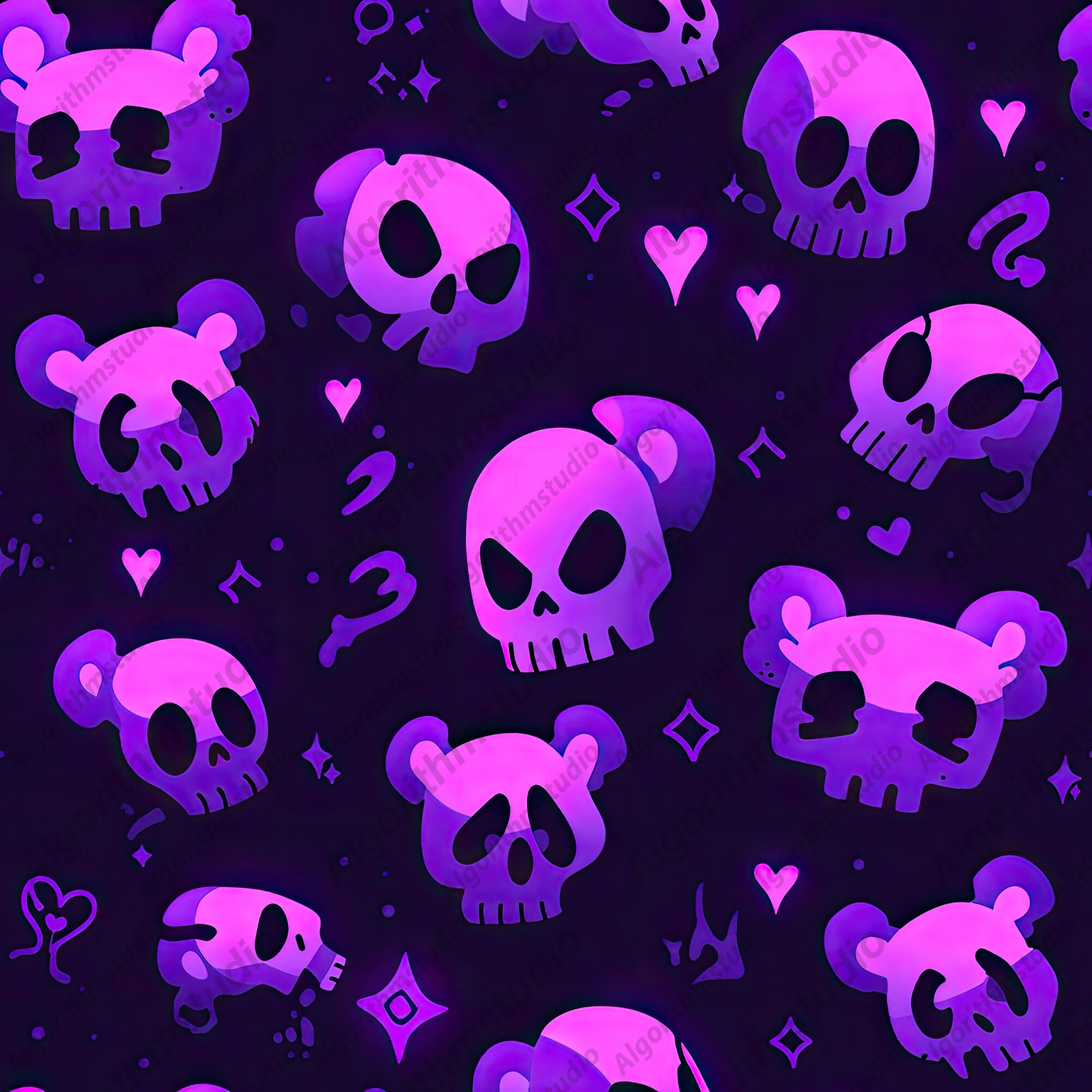 Purple Skull Seamless Pattern Digital Paper for Scrapbook Paper ...