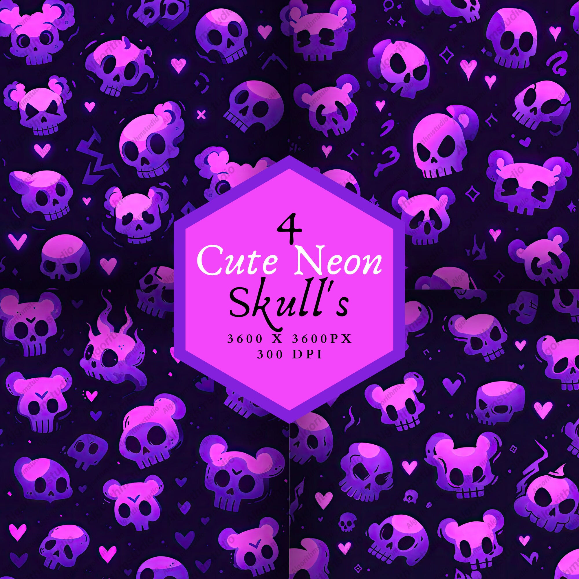 Purple Skull Seamless Pattern Digital Paper for Scrapbook Paper ...