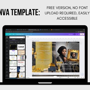 Muslim Funeral Program Template: Gold & Black Obituary (canva, 8.5"x11 ...
