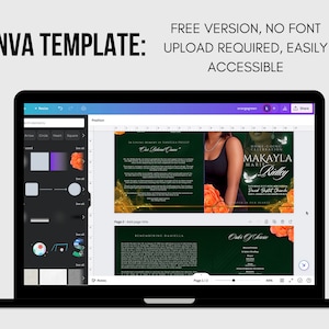 Emerald Green Funeral Program Template: Celebration of Life (digital ...