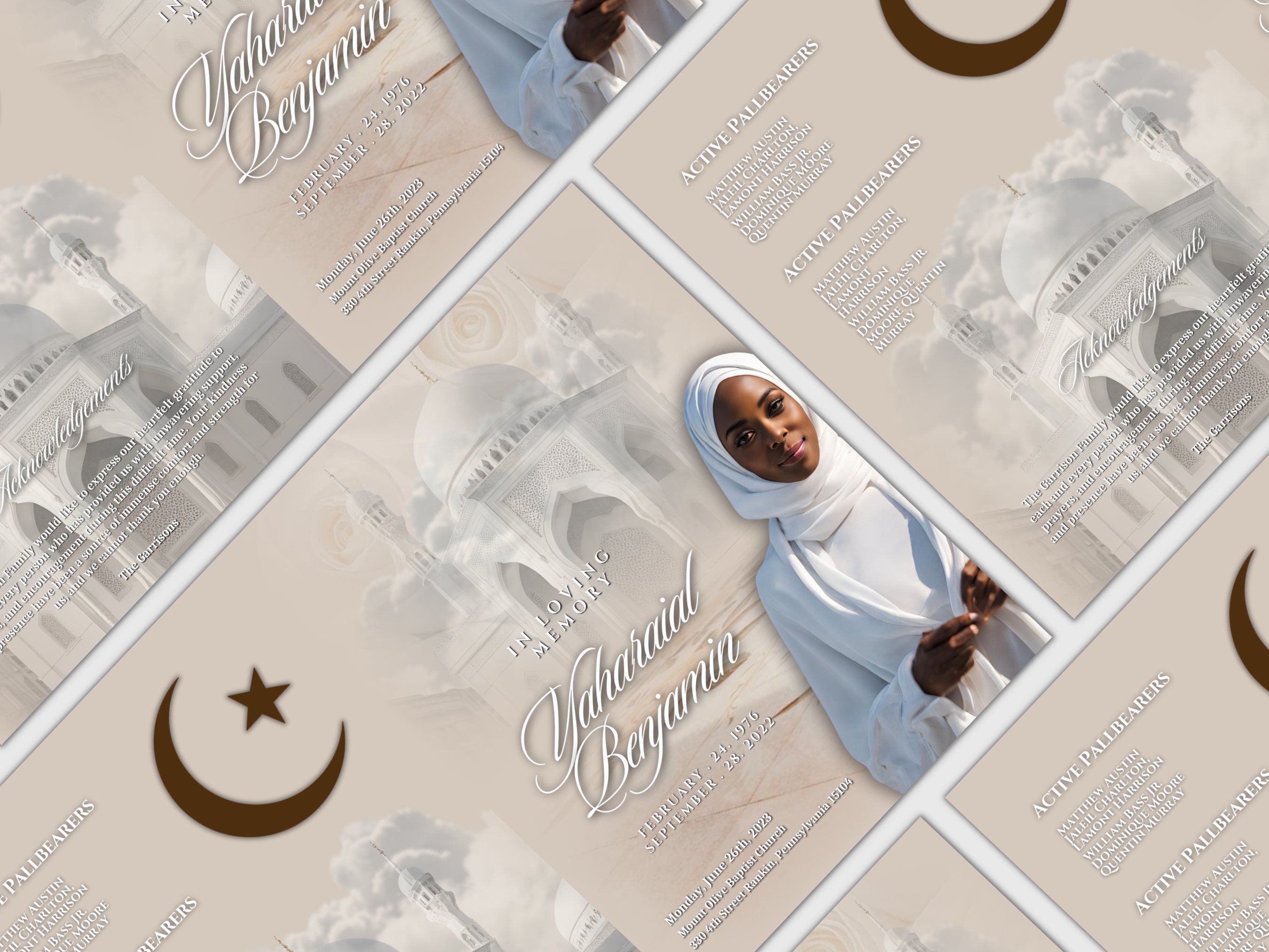 Islamic Funeral Program Template: Celebration of Life (canva, 8.5"x11 ...