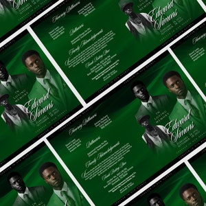 Green Funeral Program Template: Celebration of Life, Memorial (digital ...
