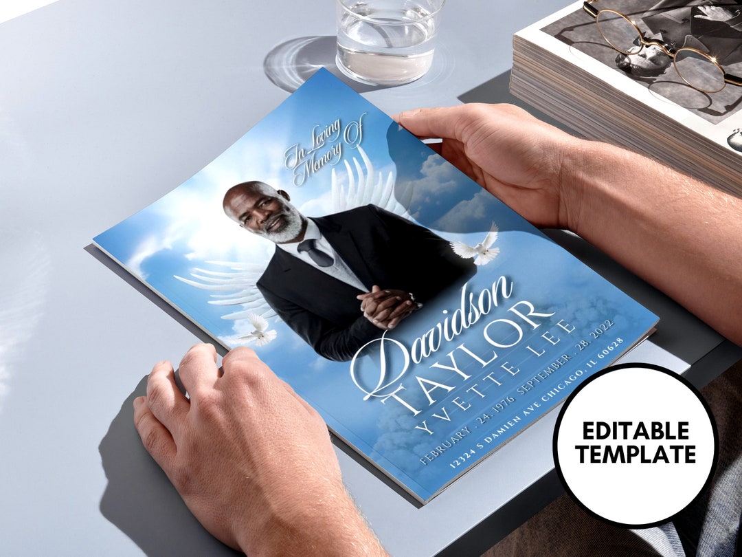 Blue Heavenly Cloud Funeral Program: Memorial Booklet (digital Download ...