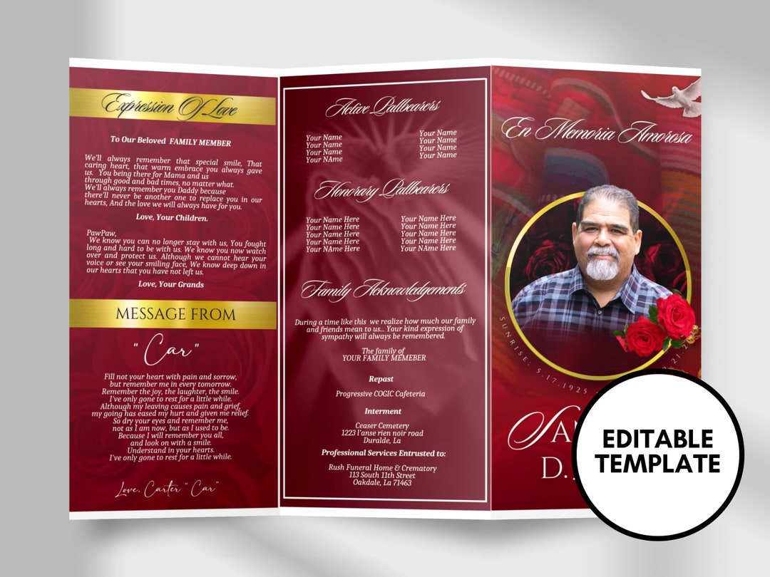 Catholic Funeral Program Template: Trifold Memorial, Celebration of ...