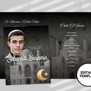 Muslim Funeral Program Template: Men's Obituary, Celebration of Life ...