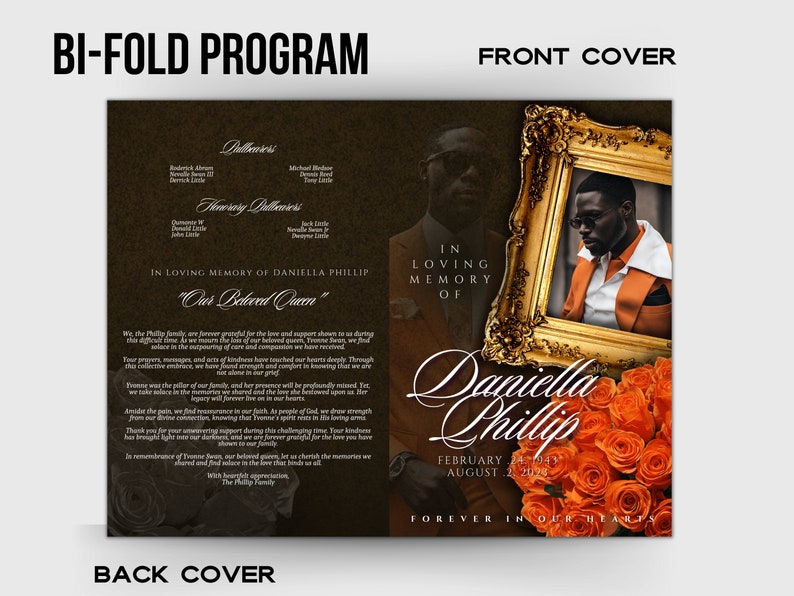 Brown Funeral Program Template: Celebration of Life Keepsake (digital ...