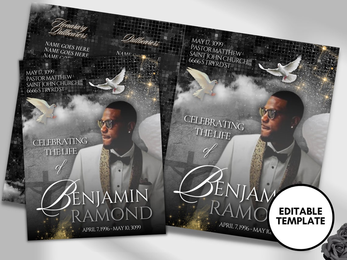 Elegant Funeral Program Template: Celebration of Life, 8-page Booklet ...