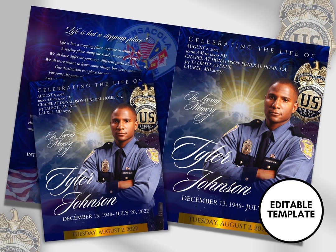 Law Enforcement Memorial Program: Blue Funeral Keepsake (8.5x11" Canva ...