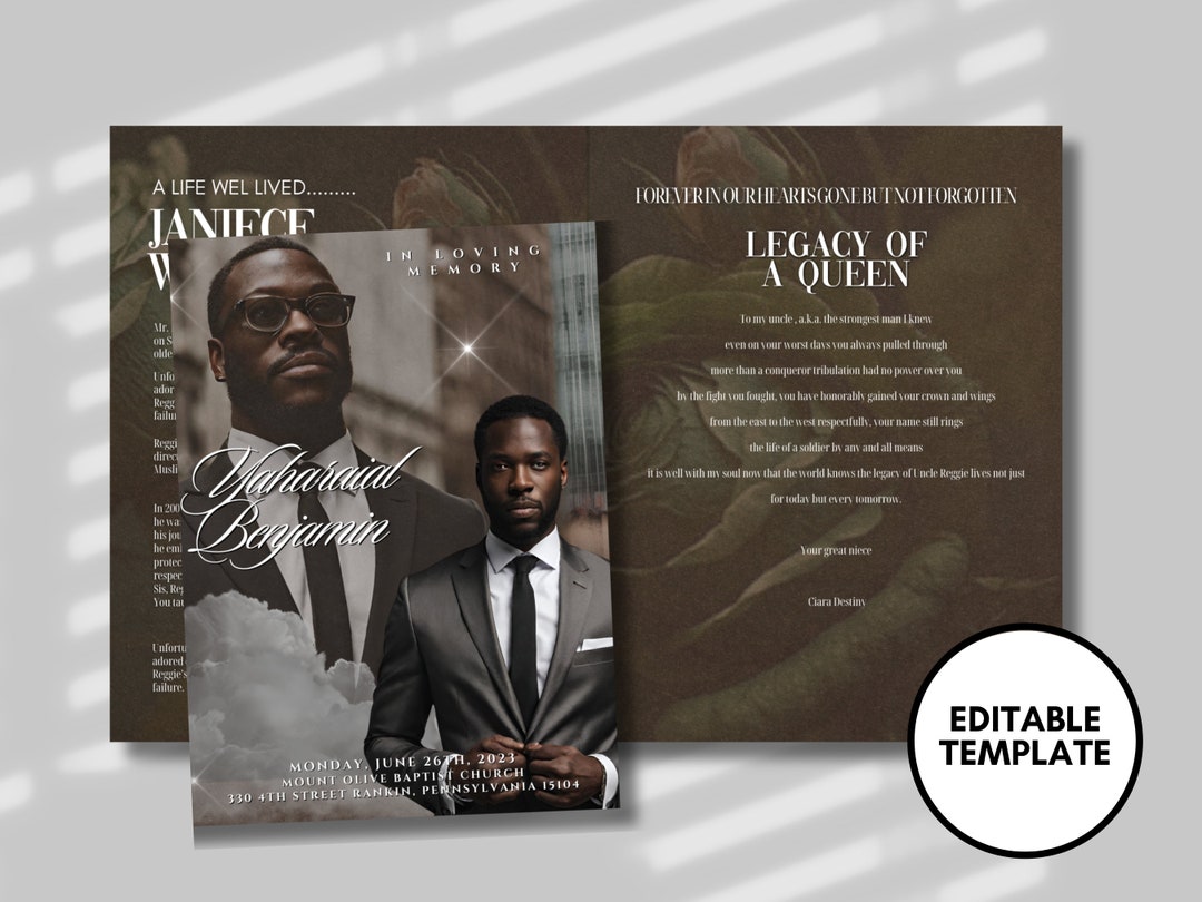 Elegant Brown Funeral Program Template: in Loving Memory (canva ...