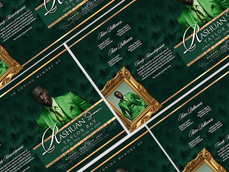 Greenery Funeral Program Template: 8-page Memorial Booklet (digital ...