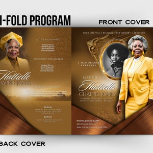 Elegant Brown Funeral Program Template: Yellow Cloud Design (digital ...