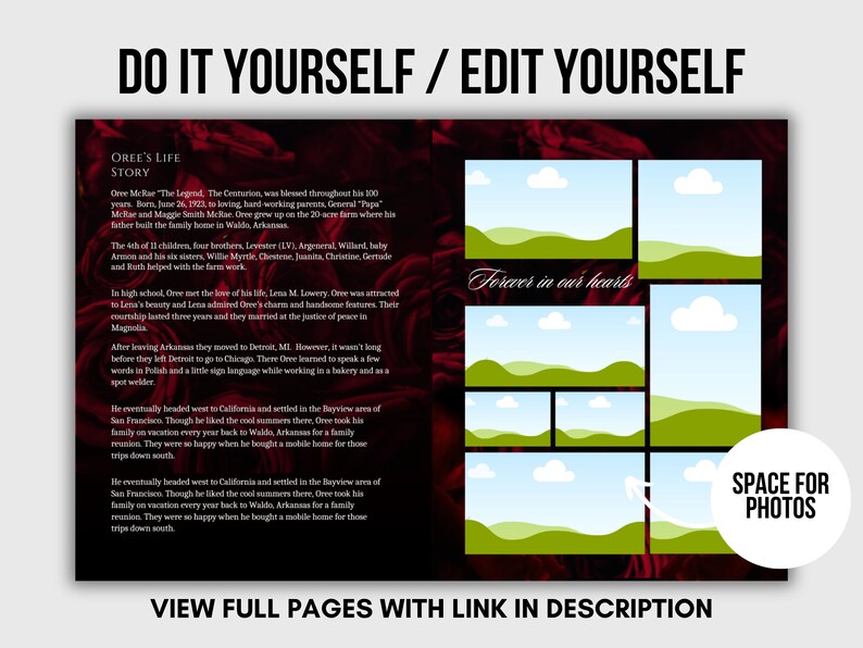 Red Rose Funeral Program Template: Celebration of Life (digital ...