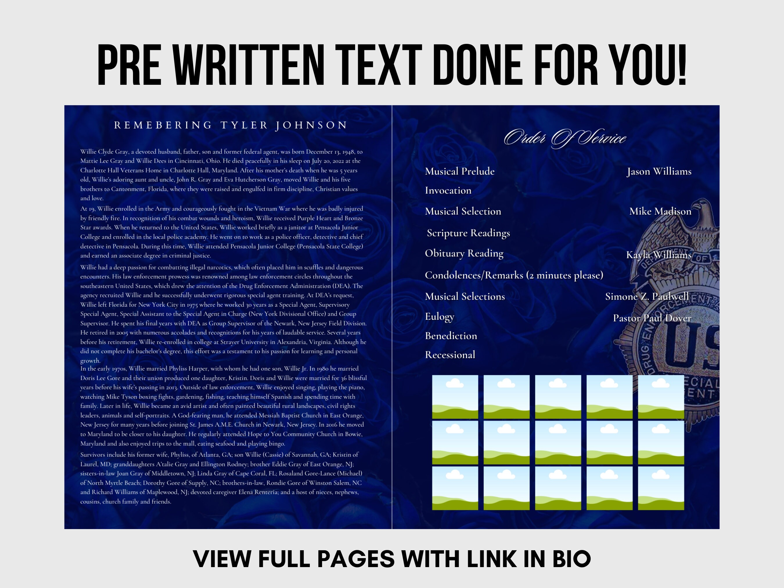 Law Enforcement Memorial Program: Blue Funeral Keepsake (8.5x11" Canva ...