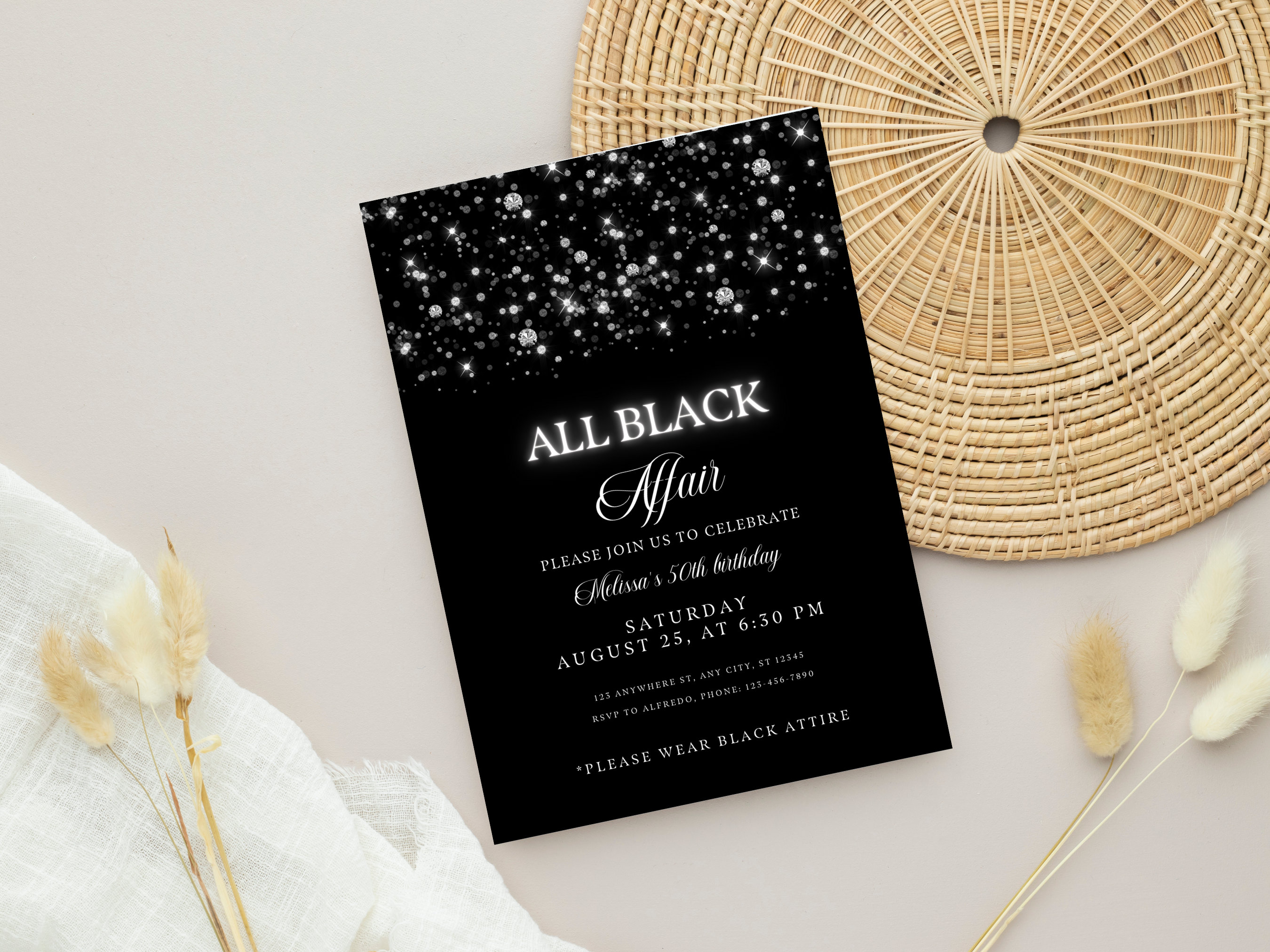Editable All Black Affair Invitation, All Black Party Invitation ... Editable All Black Affair Invitation, All Black Party Invitation ...
