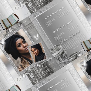 8.5"x 11" Silver Elegant Obituary Template (4 Pages) Muslim Style ...