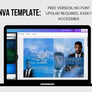 Blue Cloud Funeral Program Template: Celebration of Life (digital ...