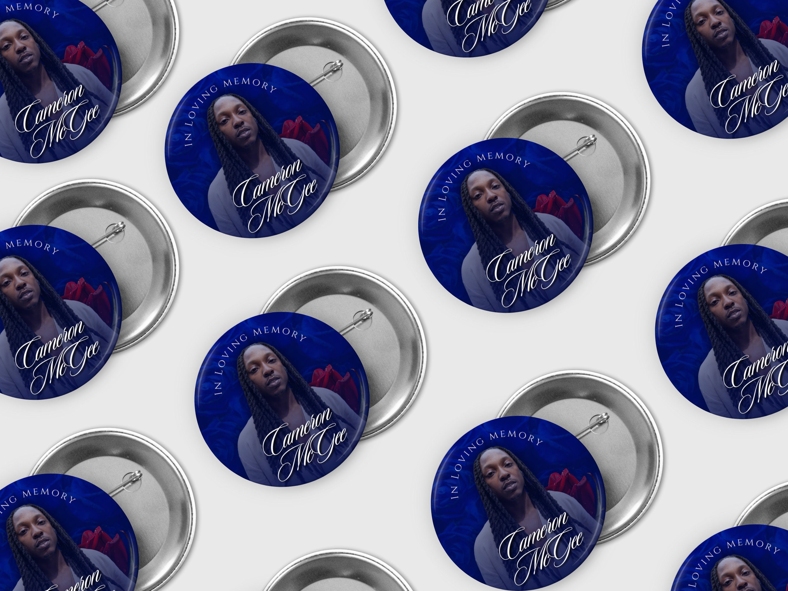 BLUE ROSE PINBACK Template,full Color Personalized Funeral ...