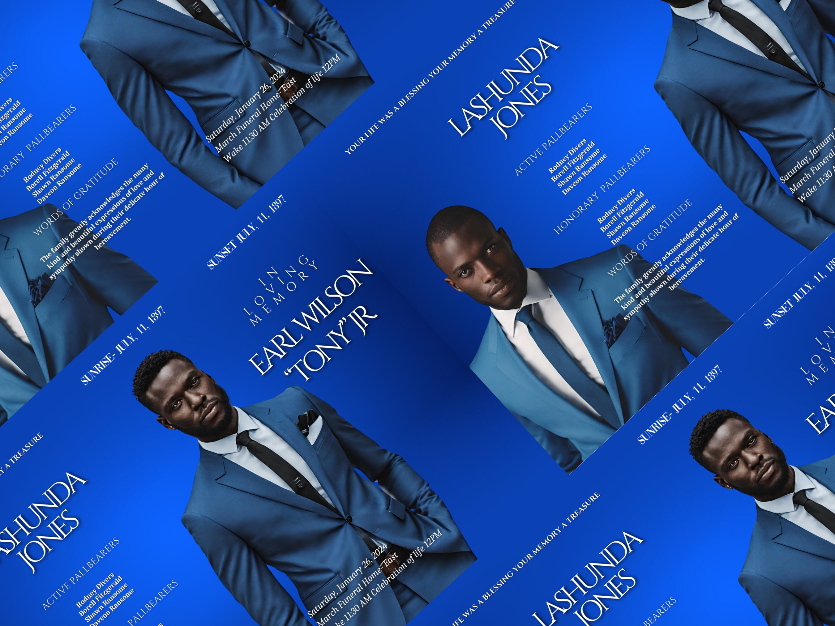 Men's Blue Funeral Program Template: Celebration of Life (canva ...