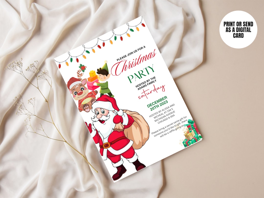 Editable Santa Christmas Party Invitation Santa Party - Etsy