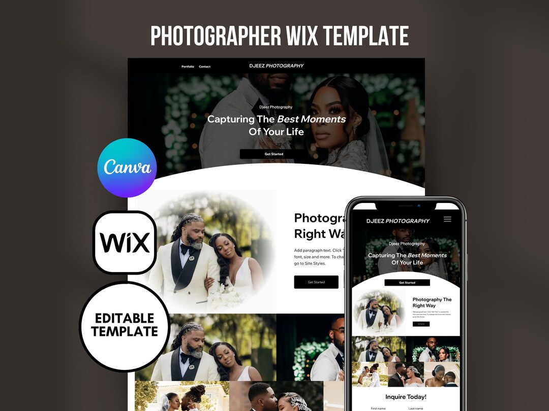 Wix Website Template,wedding Photography Wix Website Design,canva ...
