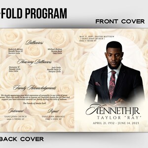 8 PAGE Yellow 8.5"x11" BOOKLET Memorial Program| Men's Funeral Program ...