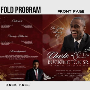 Memorial Program Booklet (8.5"x11"): Celebration of Life Canva Template ...