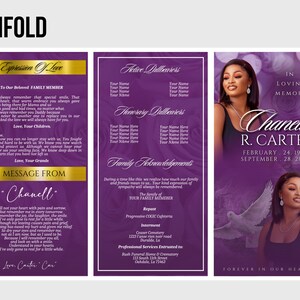 17x11 TRIFOLD Memorial Program 2 Pages Elegant Style Funeral Program ...