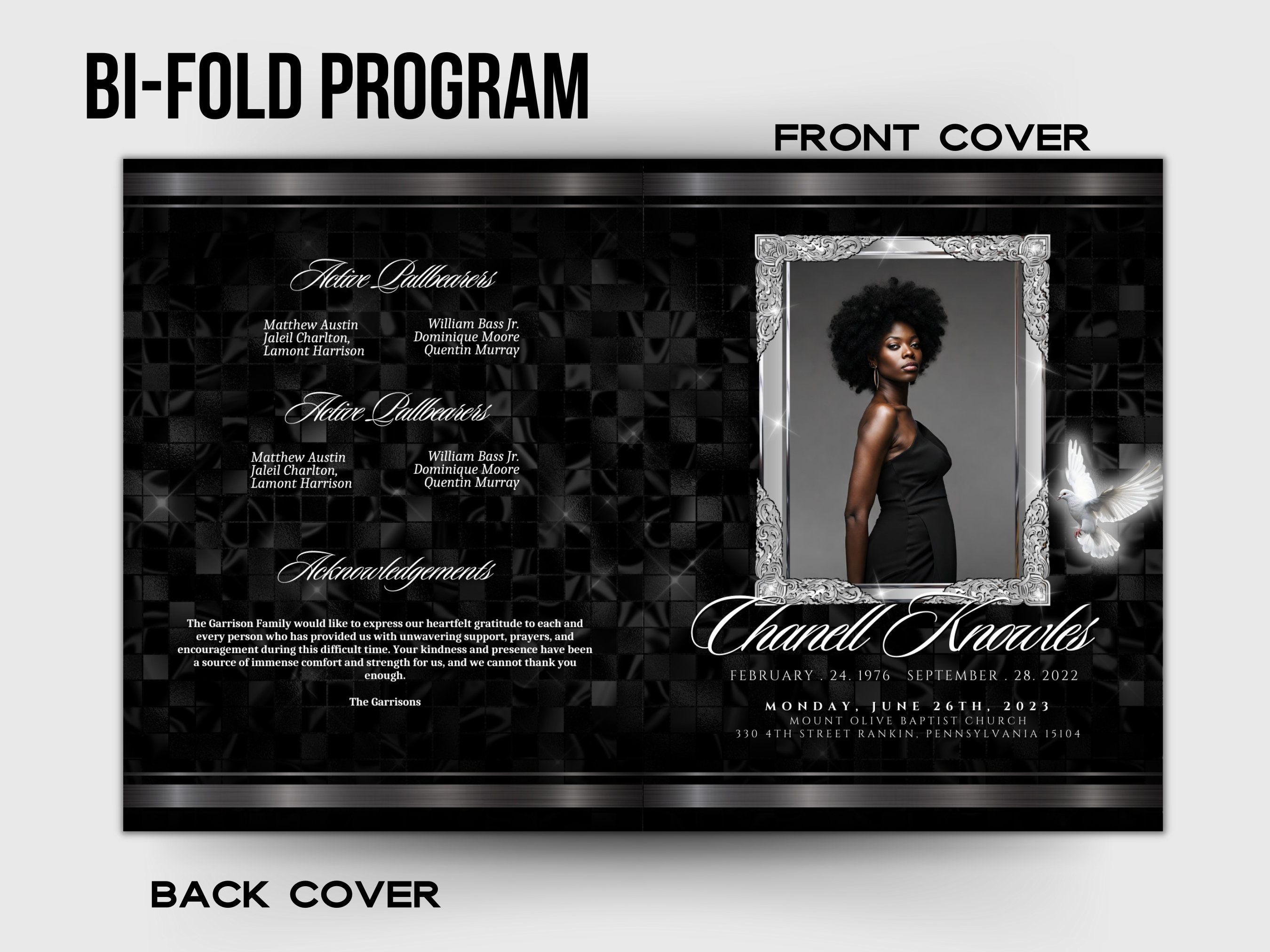 Black Luxury Funeral Program Template: 8-page Memorial Booklet (digital ...