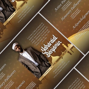 Islamic Funeral Program Template: Golden Obituary, Men's Style (canva ...