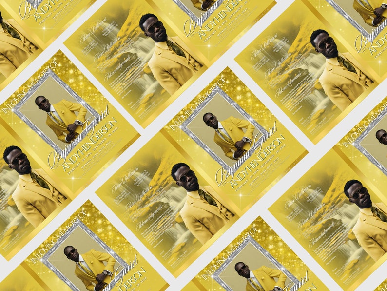 Yellow Funeral Program Template: Celebration of Life Booklet (digital ...